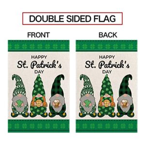 EDDERT St Patrick's Day Garden Flag Gnome Shamrock 18 x 12 Inch Yard Flag Irish Green Shamrock Garden Flag Double Sided Decorative Garden Flag for St. Patrick's Day Outdoor Decoration