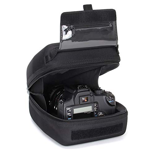 USA GEAR Hard Shell DSLR Camera and Zoom Lens Case with Molded EVA Protection, Quick Access Opening and Padded Interior - Compatible with Nikon, Canon, Olympus Cameras with Popular 300mm Lenses