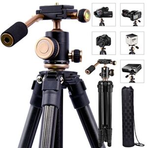 yotilon tripod for camera, portable lightweight travel camera tripod for dslr, 360 degree slr ball tripods with 1/4 plate for canon nikon sony, best choice for travel and work.