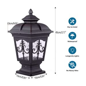 WENZIFI Outdoor Pillar Lights Modern Post Lights Fixtures E26 Aluminum Column Lights Outdoor Post Mount Lighting with Seeded Glass Waterproof Exterior Post Lamp for House Garden Backyard Patio