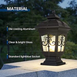 WENZIFI Outdoor Pillar Lights Modern Post Lights Fixtures E26 Aluminum Column Lights Outdoor Post Mount Lighting with Seeded Glass Waterproof Exterior Post Lamp for House Garden Backyard Patio