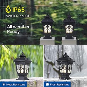 WENZIFI Outdoor Pillar Lights Modern Post Lights Fixtures E26 Aluminum Column Lights Outdoor Post Mount Lighting with Seeded Glass Waterproof Exterior Post Lamp for House Garden Backyard Patio