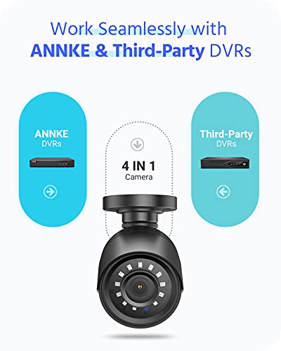 ANNKE 1080p Security Camera 4-in-1 CCTV Bullet Wired Camera, AHD/TVI/CVI/CVBS, IP66 Weatherproof Analog Surveillance Video Add–On Camera for Indoor and Outdoor Use, 100 ft Clear Night Vision - E200