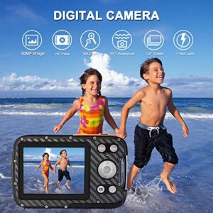 YEEIN 16FT Waterproof Digital Camera 30MP Underwater Camera with 32G Card and Rechargeable Battery, 18X Zoom Point and Shoot Camera for Boys Girls Children Teens Snorkeling Swimming Vacation(Orange)