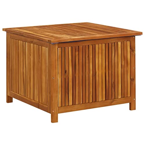 vidaXL Solid Wood Acacia Patio Storage Box Wooden Home Indoor Garden Warehouse Truck Living Room Cabinet Transport Case Chest Furniture 29.5"x29.5"