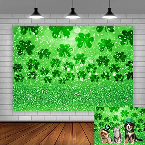 Happy St. Patrick's Day Photography Backdrop Lucky Irish Green Shamrock Bokeh Glitter Sequins Background Children Kids Adults Baby Shower Party Portraits Decor Photo Studio