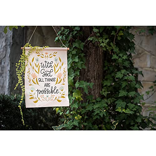 Moslion With God All Things Are Possible Garden Flag Vertical Double Sided Flower Leaf Jesus Inspirational Quote House Flags Home Burlap Banners 12.5x18 Inch for Outdoor Decor Lawn Orange