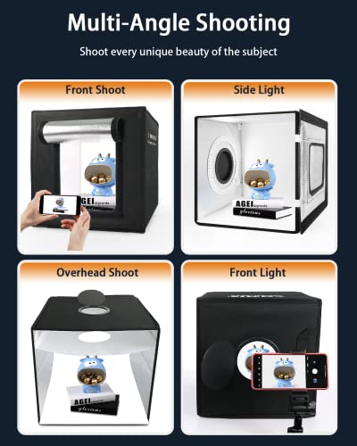 Light Box Photography, DUCLUS Portable Photo Studio Booth Box, 12" x 12" Professional Mini Shooting Tents with 112 LED Lights Dimmable, 6 Backdrops for Small Product: Jewelry, Miniature Models etc.