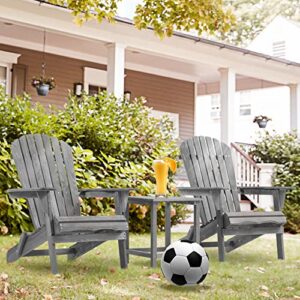 Wooden Outdoor Folding Adirondack Chair Set of 2 Wood Lounge Patio Chair for Garden,Lawn, Backyard, Deck, Pool Side, Fire Pit,Half Assembled. (Gray)