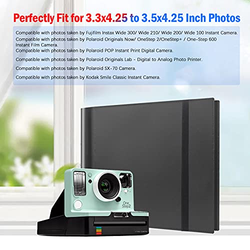 160 Pockets Photo Album for Fujifilm Instax Wide 300 Camera, Polaroid 600 Photo Album, Albums for Polaroid Now+ Now OneStep2 OneStep+ 600 Instant Film Camera, POP Lab Instant Print Camera (Black)