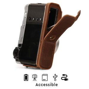 MegaGear MG1895 Ever Ready Genuine Leather Camera Half Case Compatible with Fujifilm X100V - Brown