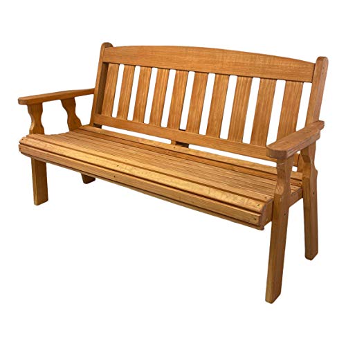 Amish Casual Heavy Duty 800 Lb Mission Pressure Treated Garden Bench (4 Foot, Cedar Stain)