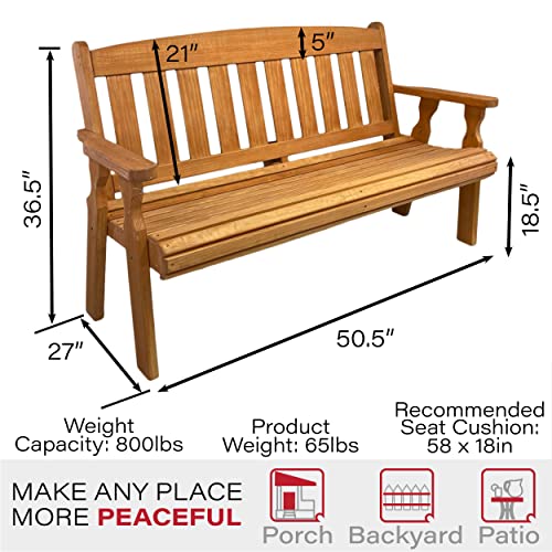 Amish Casual Heavy Duty 800 Lb Mission Pressure Treated Garden Bench (4 Foot, Cedar Stain)