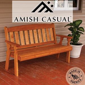 Amish Casual Heavy Duty 800 Lb Mission Pressure Treated Garden Bench (4 Foot, Cedar Stain)