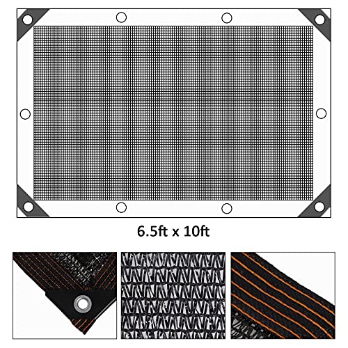 Sunblock Shade Cloth for Plants/Greenhouse Cover/Pool/Barn/Kennel/Pergola, 70% Garden Shade Mesh Tarp 6.5 ft x 10ft with Grommets and 10pcs Bungee Balls Ropes