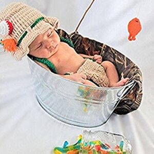 Pinbo Baby Photography Prop Crochet Fishing Fisherman & Fish Hat Diaper Shoes