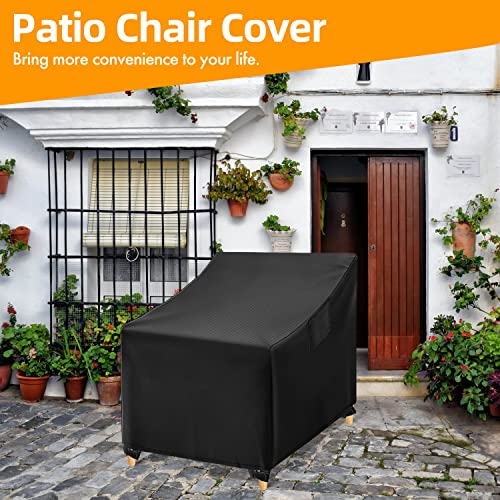 WLEAFJ Outdoor Chair Covers Waterproof, Black Lawn Patio Furniture Covers, Heavy Duty Patio Lounge Deep Seat Cover, 2 Pack - 33" W x 34" D x 31" H