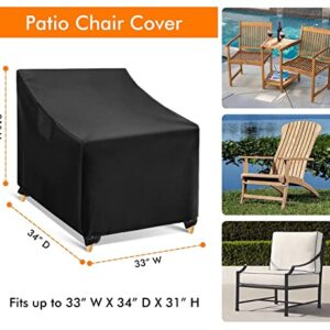 WLEAFJ Outdoor Chair Covers Waterproof, Black Lawn Patio Furniture Covers, Heavy Duty Patio Lounge Deep Seat Cover, 2 Pack - 33" W x 34" D x 31" H