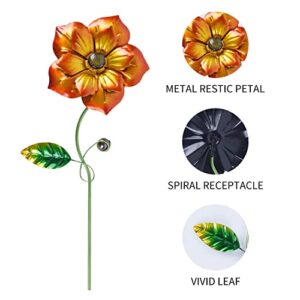 Topadorn Metal Flower Garden Stake Decor,Waterproof Metal Flower Stick for Outdoor Yard,Patio Decoration,Set of 3