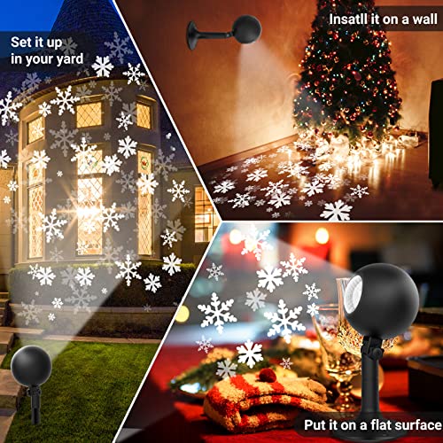 Christmas Projector Lights Outdoor, Indoor Decorations Snowflake Projection Lights LED Snowfall Show Spotlight Waterproof Landscape Lighting for Xmas Holiday Party Wedding Garden Patio