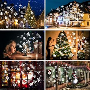 Christmas Projector Lights Outdoor, Indoor Decorations Snowflake Projection Lights LED Snowfall Show Spotlight Waterproof Landscape Lighting for Xmas Holiday Party Wedding Garden Patio