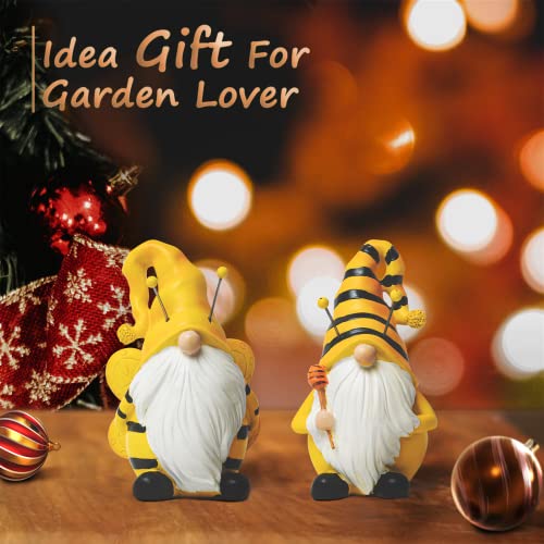 Vincent Malyn Outdoor Garden Gnome Statue - Yard Gnome Decor Figurine Set of 2 Funny Bee Gnomes Decorations for Yard Patio Law Cute Resin Ornament