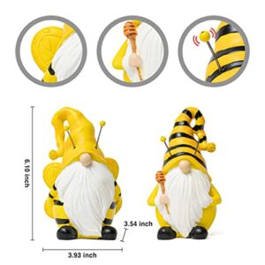 Vincent Malyn Outdoor Garden Gnome Statue - Yard Gnome Decor Figurine Set of 2 Funny Bee Gnomes Decorations for Yard Patio Law Cute Resin Ornament