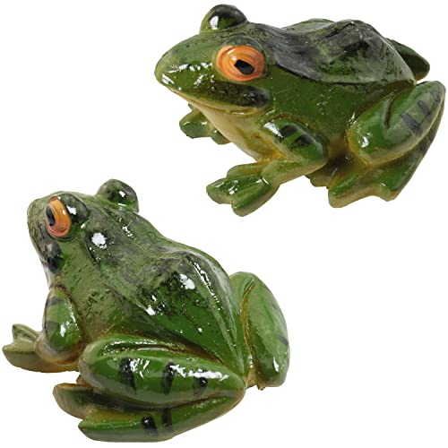 LUORNG 2pcs Resin Simulation Frog Statue Animal Sculpture 6.5x5.5x3.8cm for Home Garden Backyard Outdoor Decoration