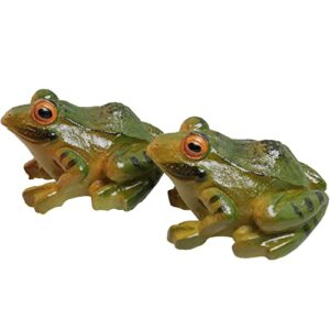 LUORNG 2pcs Resin Simulation Frog Statue Animal Sculpture 6.5x5.5x3.8cm for Home Garden Backyard Outdoor Decoration