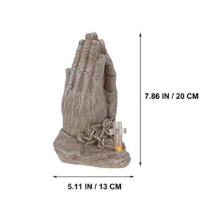 OSALADI Grave Lights Resin Praying Hands Cemetery Lamp Solar Powered Lights Lanterns Art Ornaments Satue Molds Sculture for Yard Patio Garden Outdoor Grey 21x11x20