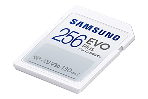 SAMSUNG EVO Plus Full Size 256GB SDXC Card 130MB/s Full HD & 4K UHD, UHS-I, U3, V30 (MB-SC256K/AM)