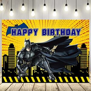 Black Bat Hero Backdrop for Birthday Party Supplies Superhero Batman Baby Shower Banner for Birthday Party Decoration 5x3ft