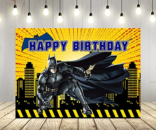 Black Bat Hero Backdrop for Birthday Party Supplies Superhero Batman Baby Shower Banner for Birthday Party Decoration 5x3ft