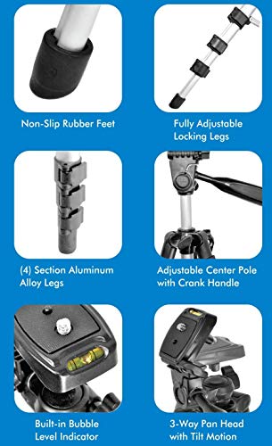 Ultimaxx 50" Inch Lightweight Portable Camera Tripod Stand with Carrying Bag for Sony, Nikon, Canon, Olympus, Pentax, Panasonic, Samsung Cameras and Camcorders