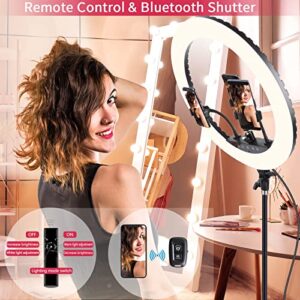 21 inch LED Ring Light with Tripod Stand, Large Selfie Ring Light with Touch Panel for YouTube Vlog Video Shooting, Makeup Studio Portrait with Carrying Bag and Remote Controller, CRI>97