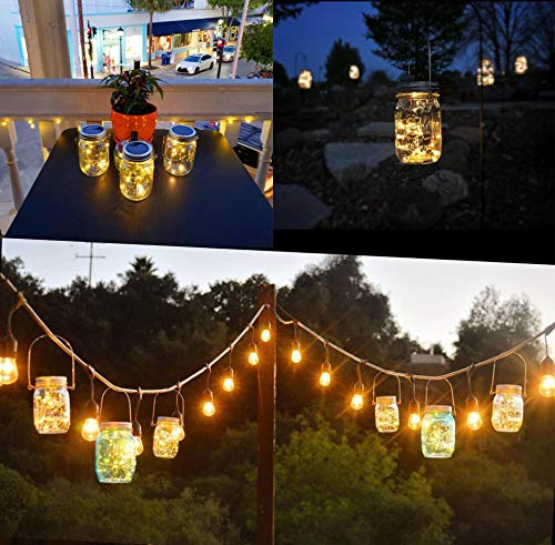 Solar Mason Jar Lights,8 Pack 30 Led Hanging String Fairy Jar Solar Lantern Lights for Outdoor Patio Garden Yard and Lawn Decoration（Hangers and Jars Included）