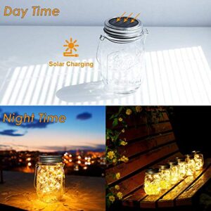 Solar Mason Jar Lights,8 Pack 30 Led Hanging String Fairy Jar Solar Lantern Lights for Outdoor Patio Garden Yard and Lawn Decoration（Hangers and Jars Included）