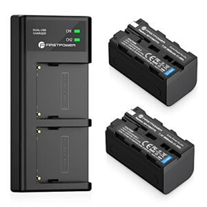 firstpower np-f750 battery (2-pack/5600mah) and dual usb charger for sony np-f550 f570 f750 f770 f960 f970 battery sony ccd-trv215 ccd-tr917 ccd-tr315 hdr-fx1000 hdr-fx7 hvr-v1u hvr-z7u hvr-z5u