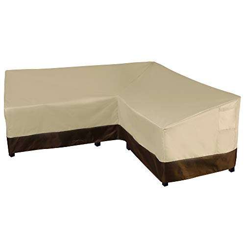 willstar V Shaped Patio Sectional Sofa Cover Upgrade 420D Waterproof & Dustproof Outdoor Furniture Cover Garden Couch Cover (115" L x 33.5" D x 31" H, Beige)