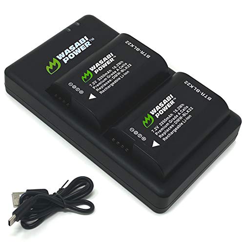 Wasabi Power Battery (2-Pack) and USB-C Dual Battery Charger for Panasonic DMW-BLK22 and Panasonic Lumix DC-S5, DC-S5 II, DC-S5 IIX, GH5 II, GH6, S5II, S5IIX, S5M2, S5M2X, GH5M2