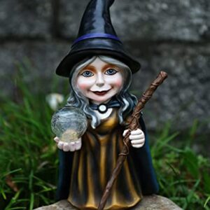 EXQUAILTY Outdoor Witches Statue Halloween Decor, Witch Hand Hold Solar LED Ball and Magic Wand Solar Light Garden Sculptures, Lawn Yard Art Decoration