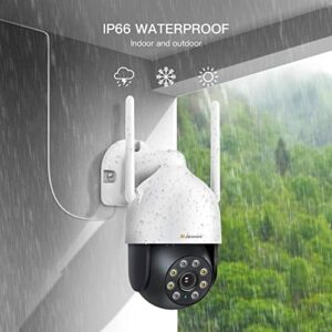 Jennov 2K Security Camera Wireless Outdoor, Plug-in Smart Security Camera 3Mp WiFi Surveillance System,Color Night Vision, Motion Detection, Two-Way Audio, Easy Set Up