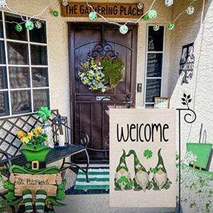 CROWNED BEAUTY St Patricks Day Garden Flag Gnomes 12×18 Inch Double Sided for Outside Welcome Shamrock Small Vertical Green Holiday Yard Flag