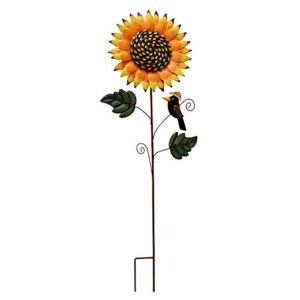 spring garden decor decorative garden stakes metal sunflower yard sign flower lawn art planter stake for party pathway walkway patio indoor outdoor decoration (33.5″ h)