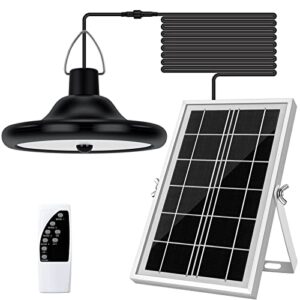 solar shed light with motion sensor – 56 leds light beads, 4 modes 6 brightness adjustable with remote control 180° adjustable solar panel for garden home chicken coop, outdoor solar pendant light