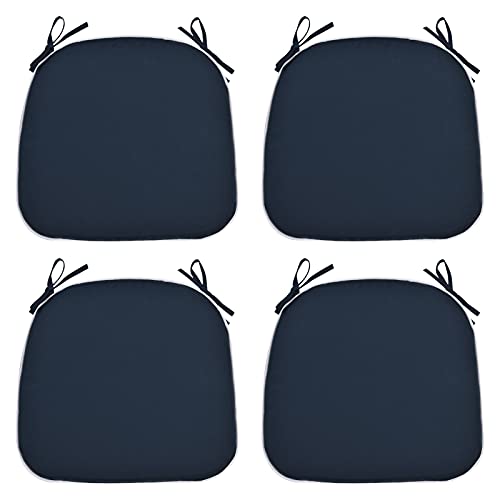 LUCKY KAKA Outdoor/Indoor Waterproof Patio Chair Cushions with Ties, Seat Cushions for Patio Furniture Home Office Garden, U-Shaped 16" x 17" Chair Pads (Set of 4, Black)