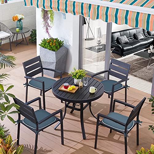 LUCKY KAKA Outdoor/Indoor Waterproof Patio Chair Cushions with Ties, Seat Cushions for Patio Furniture Home Office Garden, U-Shaped 16" x 17" Chair Pads (Set of 4, Black)