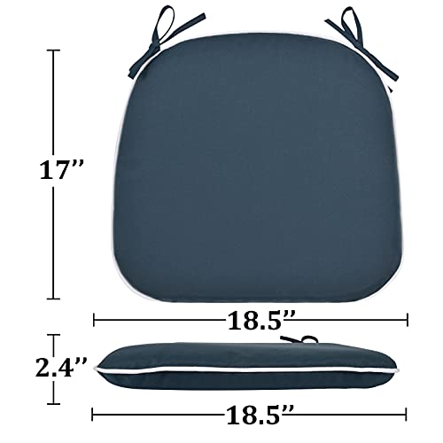 LUCKY KAKA Outdoor/Indoor Waterproof Patio Chair Cushions with Ties, Seat Cushions for Patio Furniture Home Office Garden, U-Shaped 16" x 17" Chair Pads (Set of 4, Black)