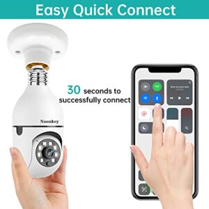 Noonkey 2K/3MP Light Bulb Security Camera, 360° Degree Panoramic,Alexa E27 Light Socket Camera for Outdoor, Wireless WiFi Home IP Camera with Motion Tracking Alarm, Color Night Vision,Two-Way Talk