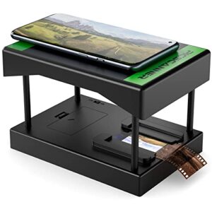 rybozen mobile film and slide scanner, lets you scan and play with old 35mm films & slides using your smartphone camera, fun toys and gifts with led backlight, rugged plastic folding scanner